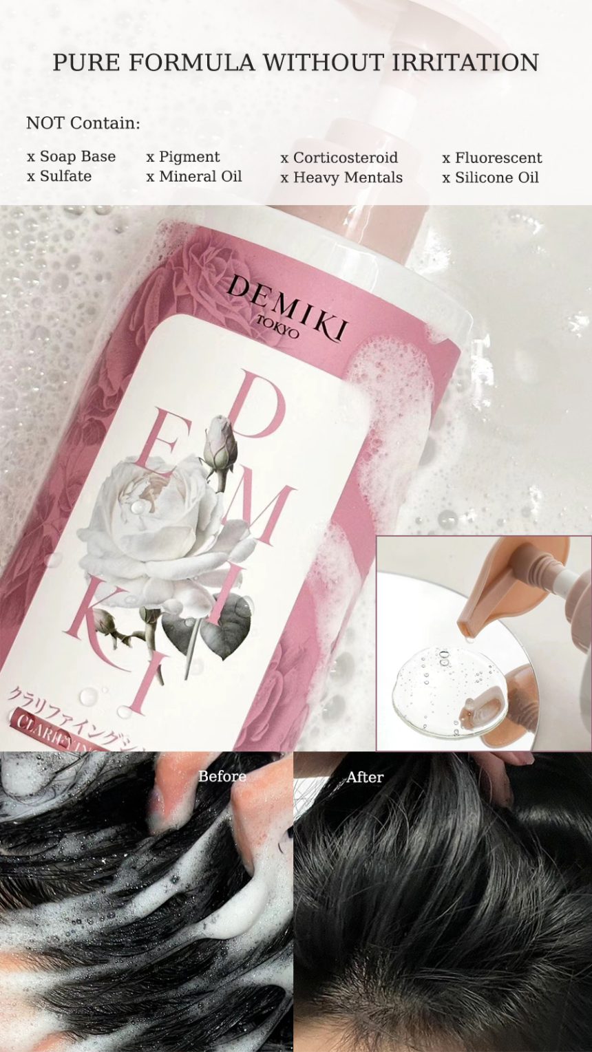 DEMIKI Clarifying Shampoo - pH-Balanced Cleanse for Rejuvenated Hair